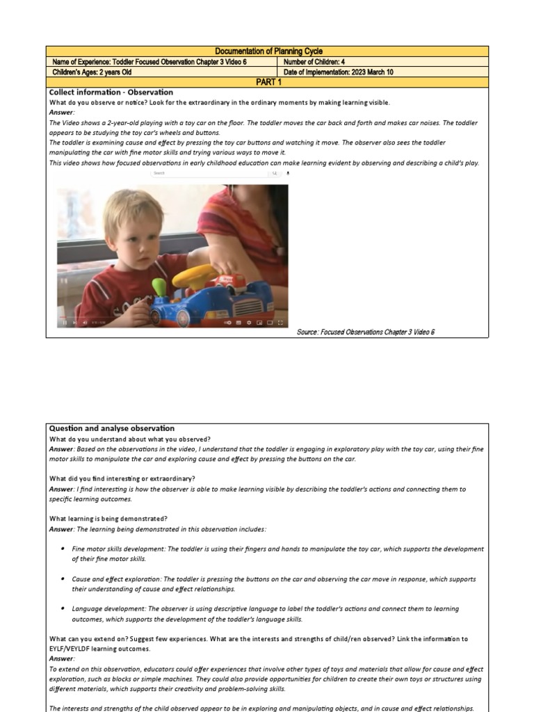 Documentation of Planning Cycle Part 1 N Part B | PDF | Learning | Teachers