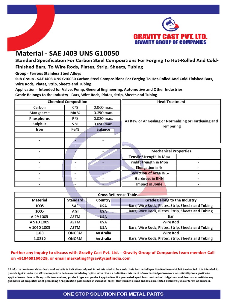 Sae J403 Uns G10050 | PDF | Steel | Sheet Metal