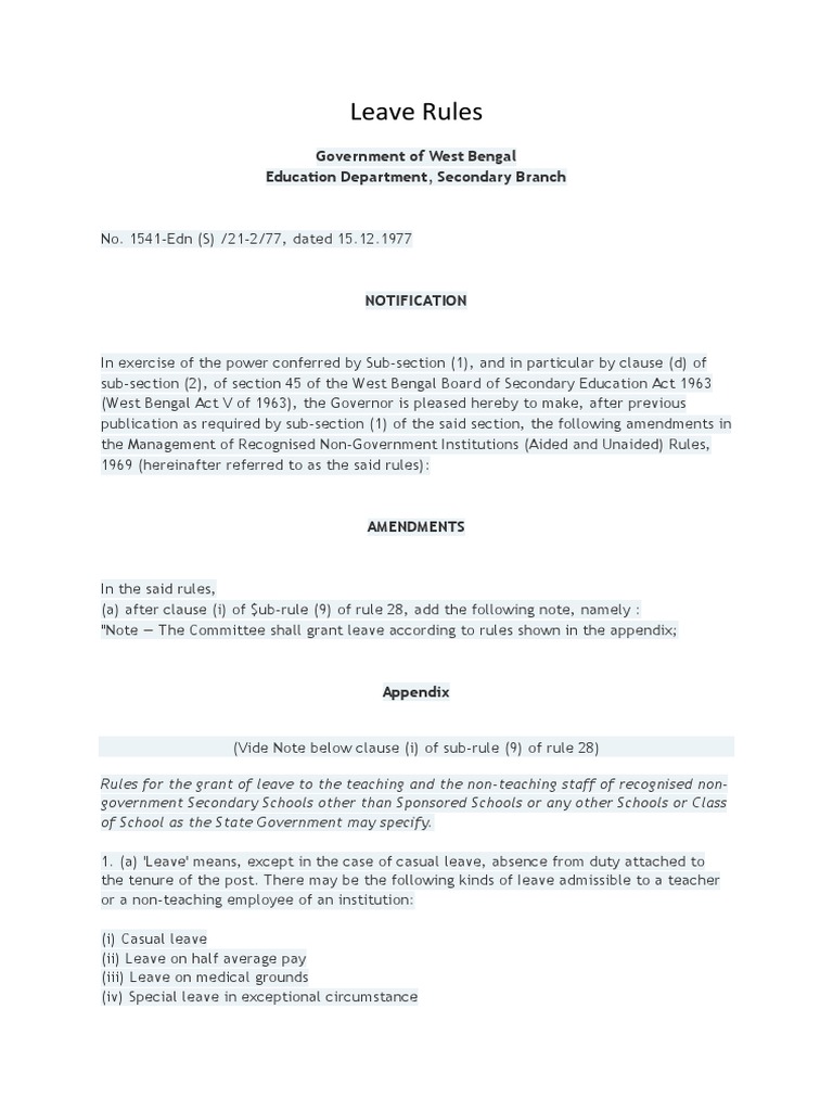 Comprehensive Leave Rules | PDF