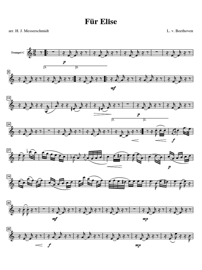 Beethoven Ludwig Van Too Elise Trumpet 52925 | PDF | Ludwig Van Beethoven | Compositions