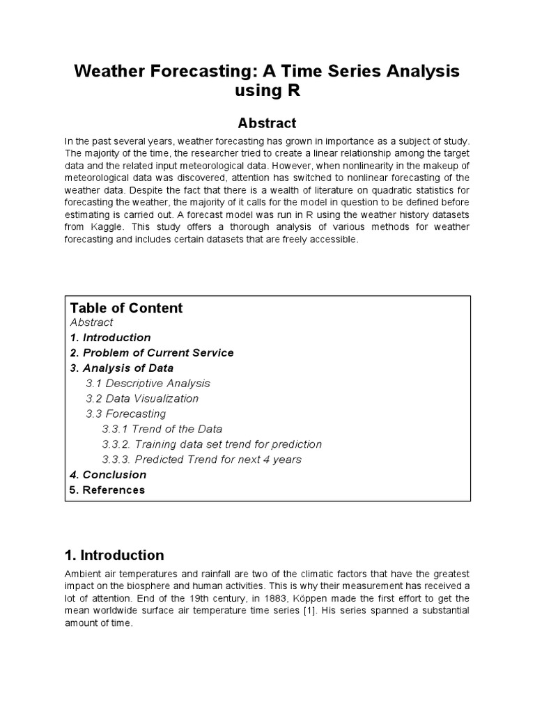 Weather Forecasting - A Time Series Analysis Using R | Download Free ...