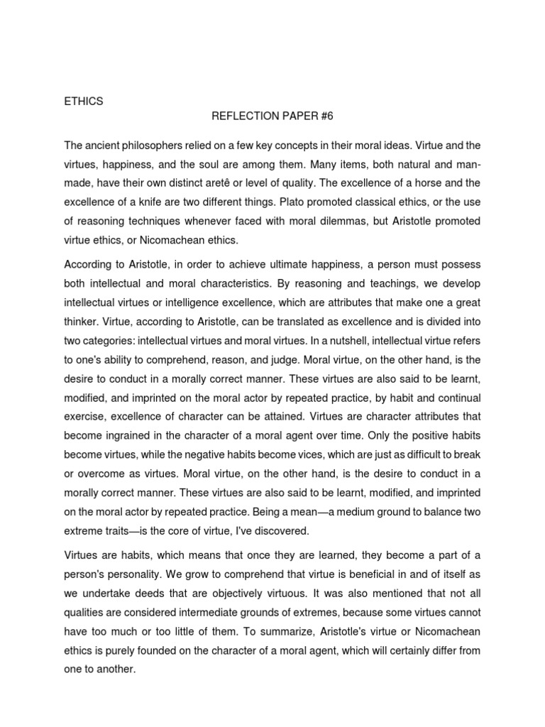 Ethics Reflection 6 | PDF