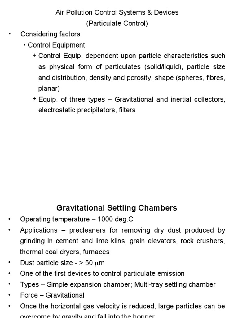 Air Pollution Control Devices Overview | PDF | Adsorption | Physical ...