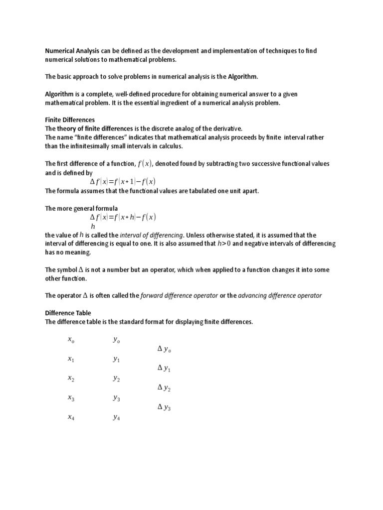 Module 3 Finite Differences | PDF | Finite Difference | Mathematical Analysis