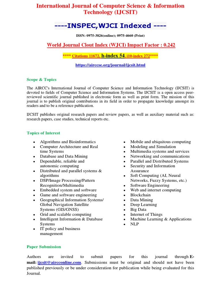 Call For Papers-International Journal of Computer Science & Information Technology (IJCSIT ...