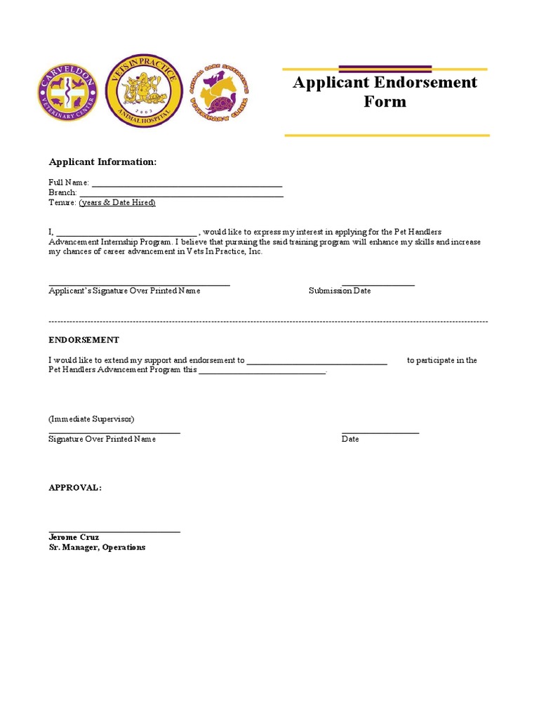 Applicant Endorsement Form | PDF