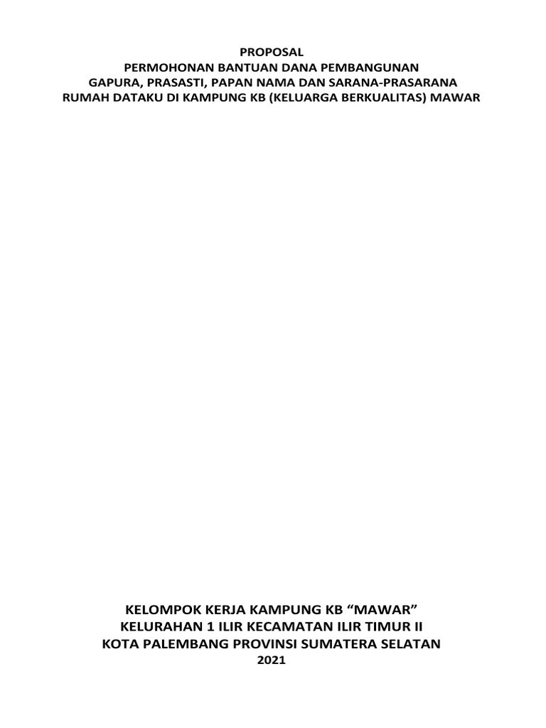 Proposal Kampung KB Sosial 2020 | PDF