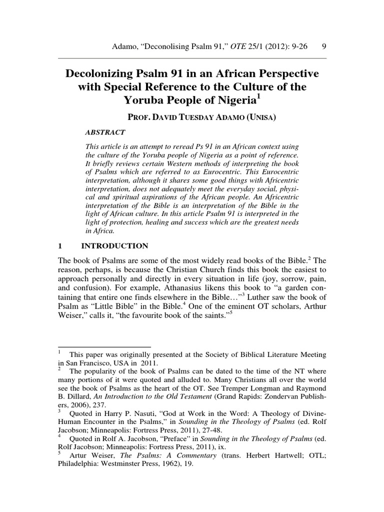 Decolonizing Psalm 91 in An African Perspective With Special Reference ... Decolonizing Psalm 91 in An African Perspective With Special Reference ...