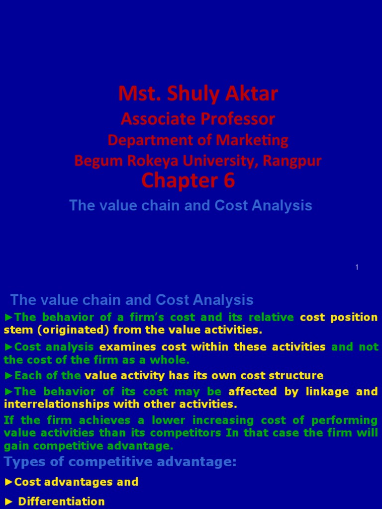 The Value Chain and Cost Analysis 6 | PDF | Cost–Benefit Analysis | Competitive Advantage