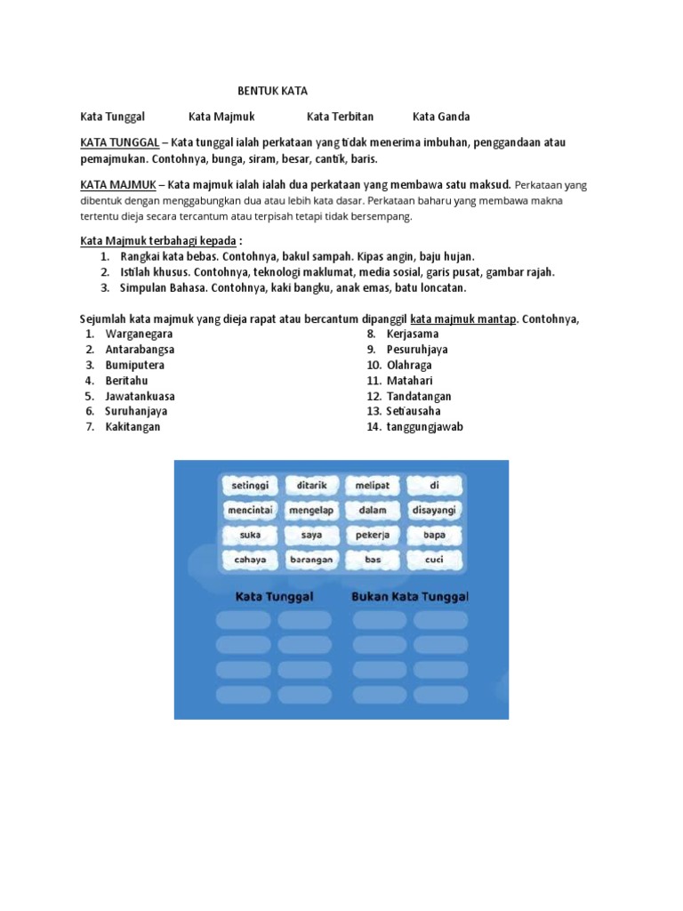 Bentuk Kata - Kata Tunggal | PDF