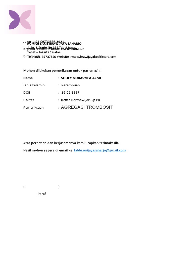 Contoh Surat Rujukan Sementara | PDF | Sains & Matematika