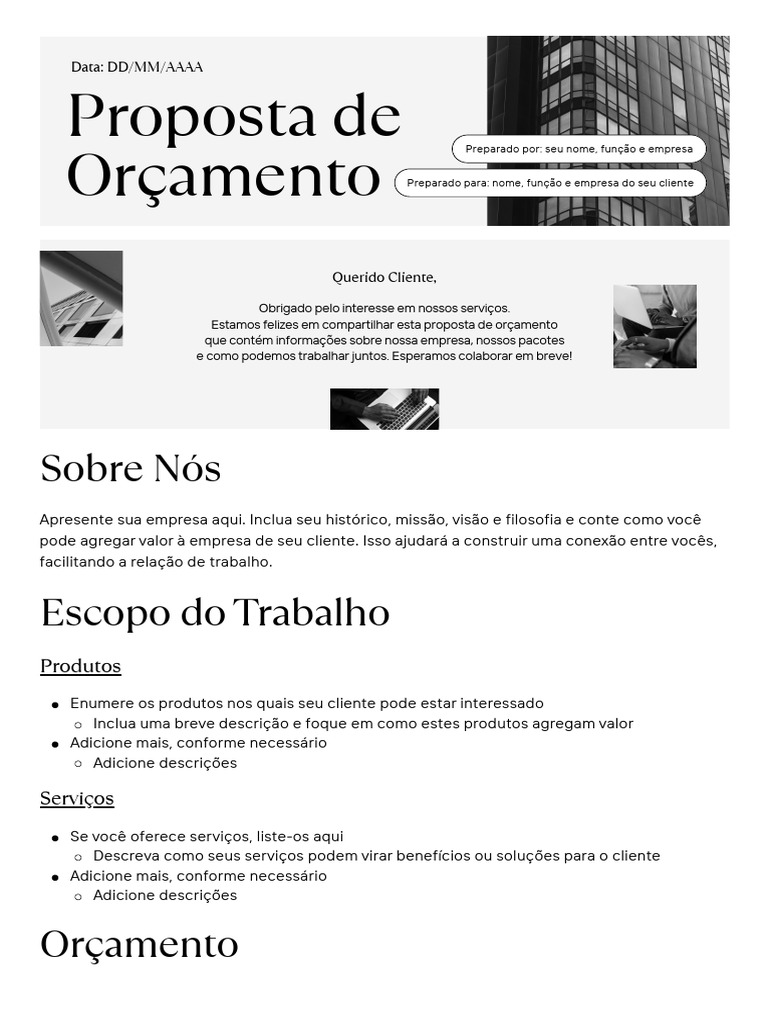 Proposta de Trabalho (modelo) | PDF