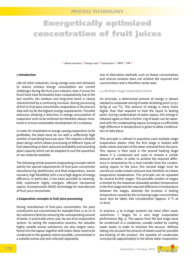 Energetically-Optimized-Concentration of Fruit Juices | PDF | Steam | Evaporation