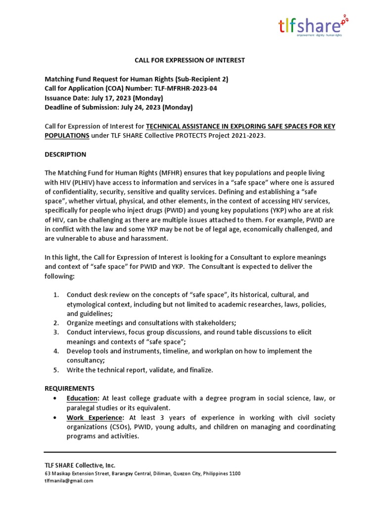 Consultant Needed for Safe Spaces Project | PDF | Social Science