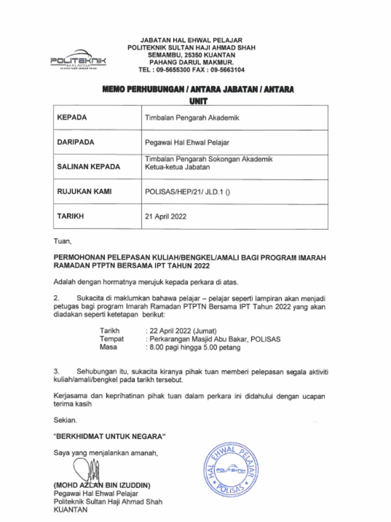 Surat Pelepasan Bubur Lambuk | PDF