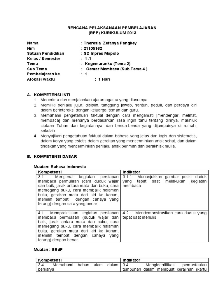 5 Gabungan RPP, Strategi Pembelajaran, Theresia Zefanya Pangkey, Kelas ...