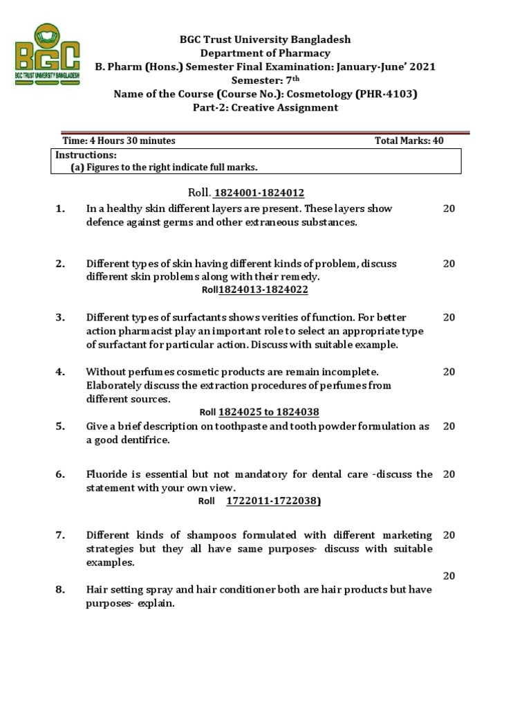Cosmetology Exam Assignment Overview | PDF | Health Care | Health Sciences