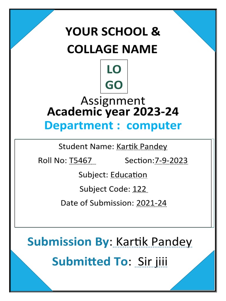 MS Word Cover Page for Assignment | PDF | Career & Growth | Computers