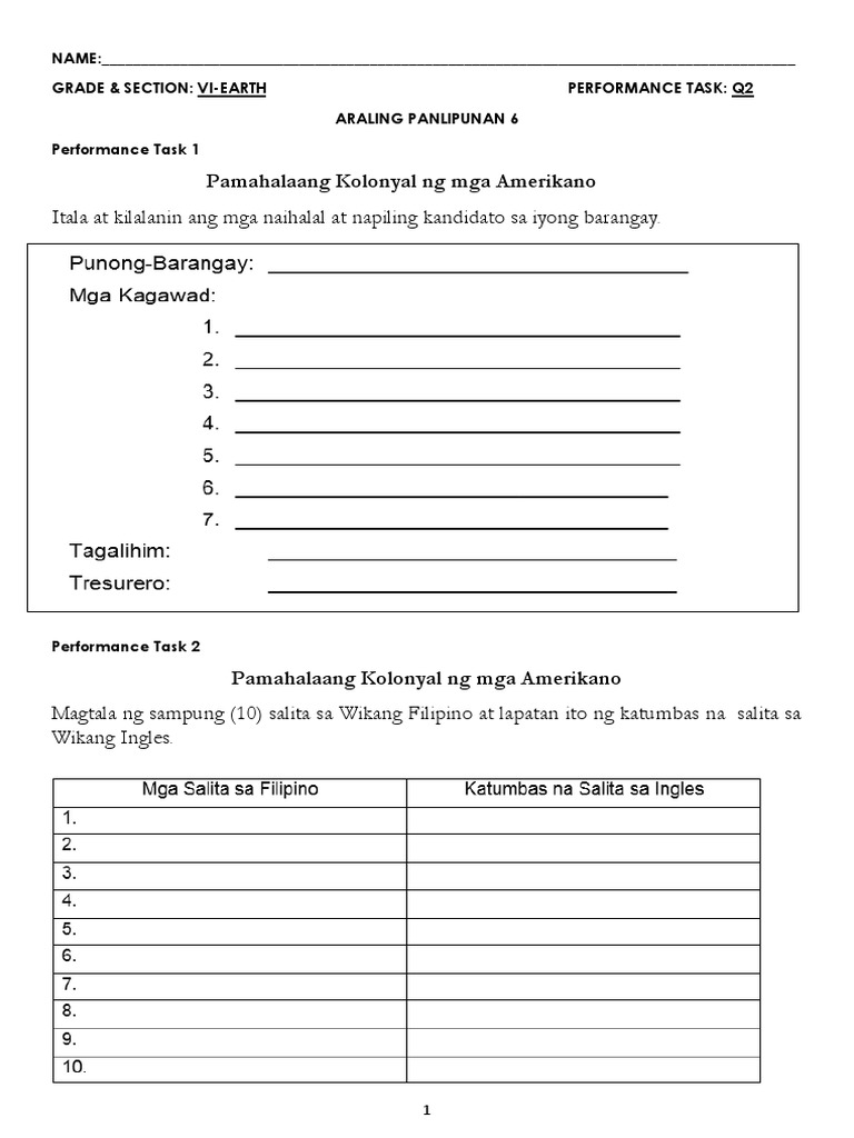 Performance Task Grade 6 Q2 | PDF