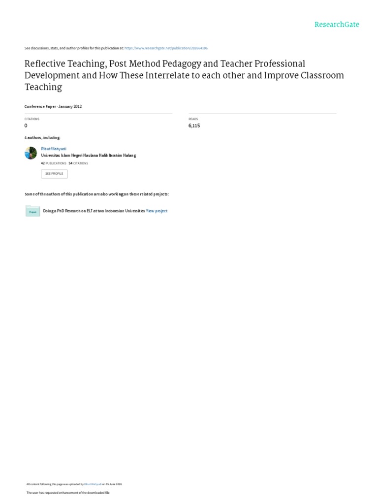 Re Ective Teaching, Post Method Pedagogy and Teacher Professional ...