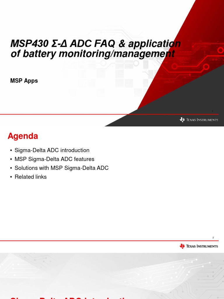 MSP430 Σ-Δ ADC FAQ & application of battery monitoring/management | PDF | Analog To Digital ...