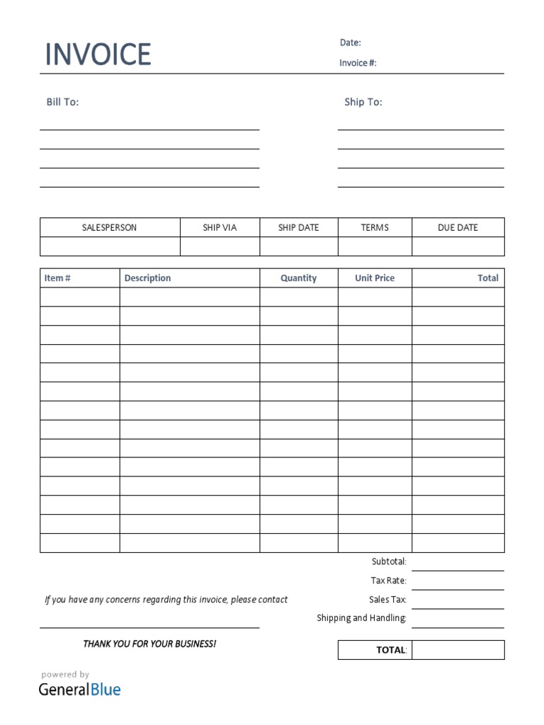 Invoice: Bill To: Ship To | PDF