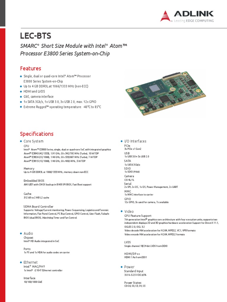 LEC-BTS Datasheet en 15869 | PDF | System On A Chip | Graphics Processing Unit