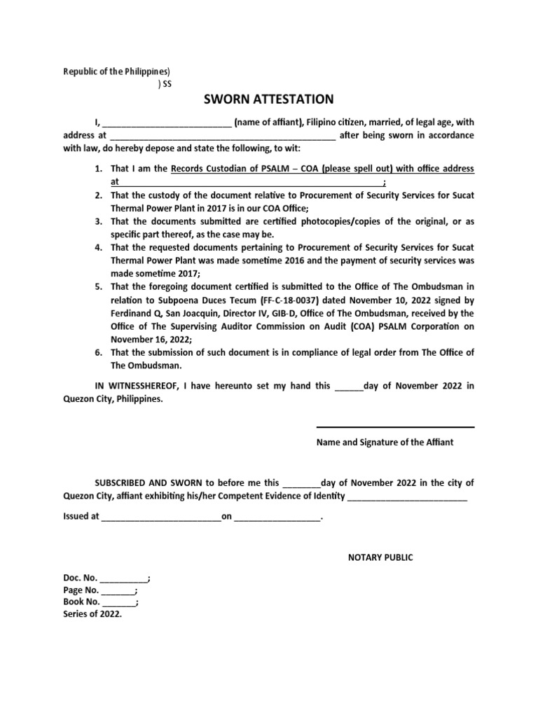 Attestation (Sample) | PDF