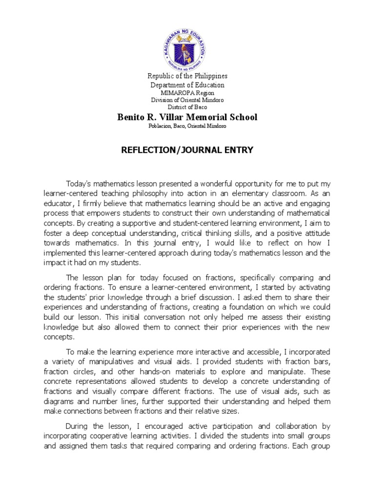 Reflection Journal Entry | PDF
