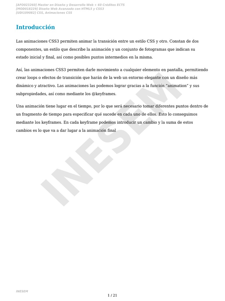 CSS, Animaciones CSS | PDF | Script Java | Diseño web