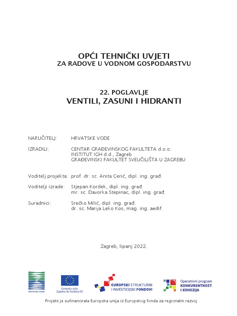 Poglavlje 22. Ventili, Zasuni I Hidranti | PDF