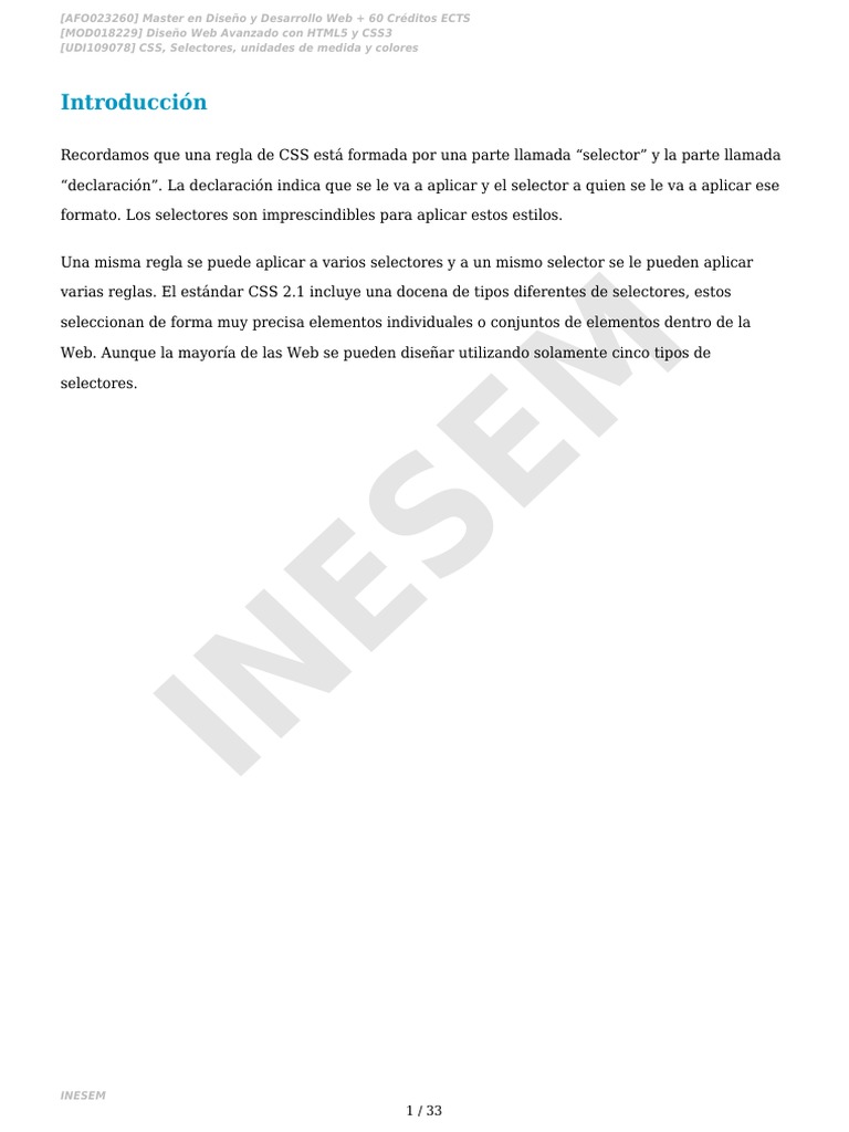CSS, Selectores, Unidades de Medida y Colores | PDF | Modelo de color ... CSS, Selectores, Unidades de Medida y Colores | PDF | Modelo de color ...