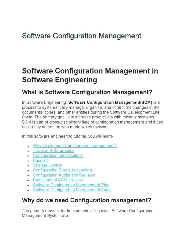 Software Configuration Management Guide | PDF | Version Control | Audit