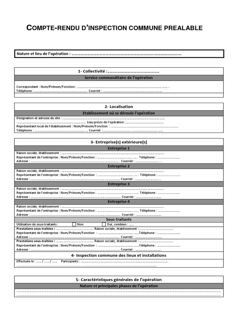 Modèle - CR - Inspection Préalable | PDF | Sécurité