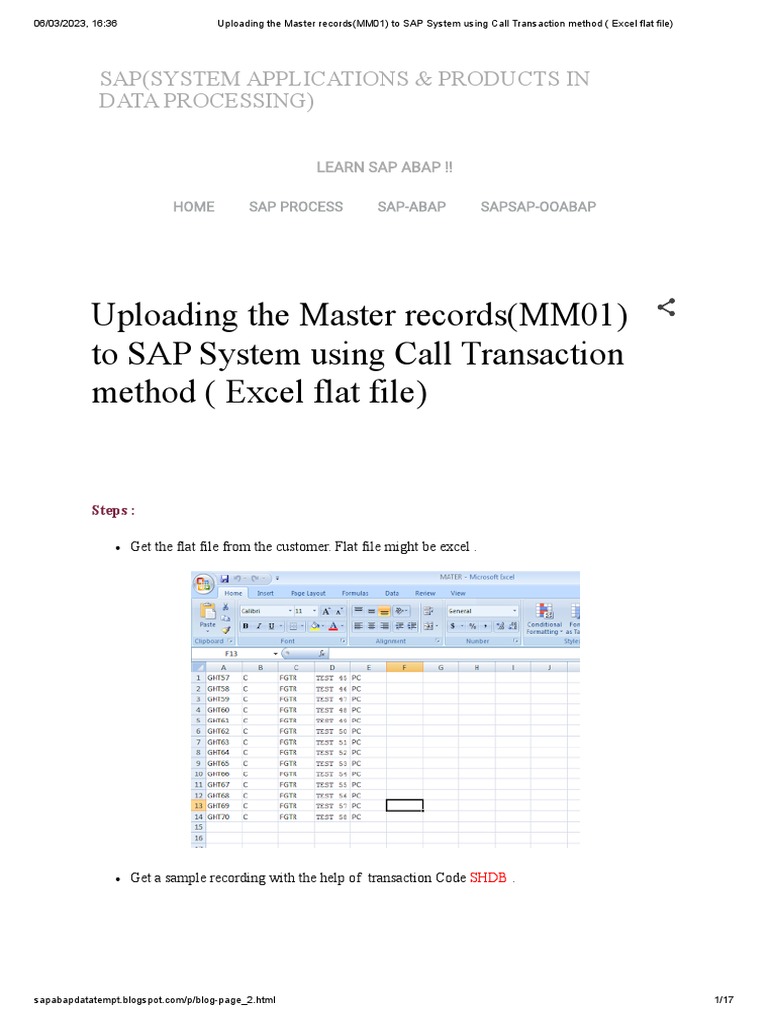 Uploading The Master Records (MM01) To SAP System Using Call ... Uploading The Master Records (MM01) To SAP System Using Call ...