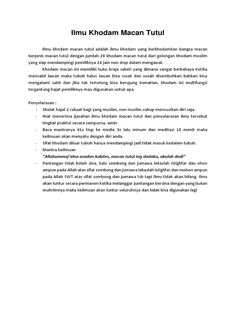 Ilmu Khodam Macan Tutul | PDF