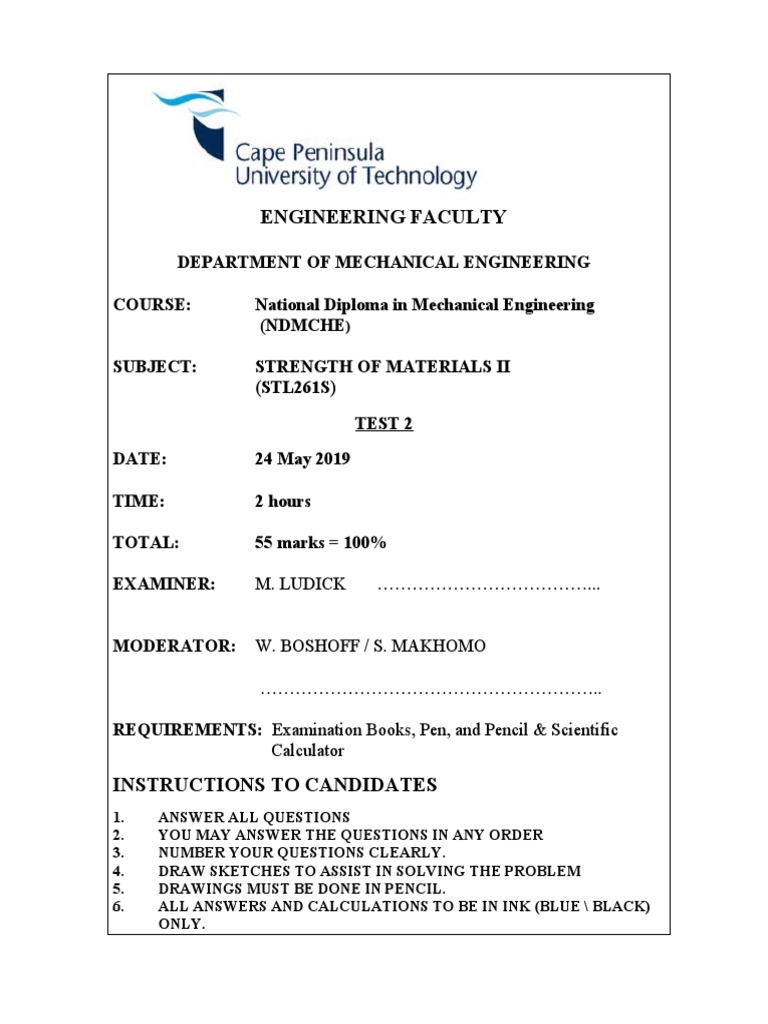 2019 Test 2 | PDF | Pascal (Unit) | Strength Of Materials