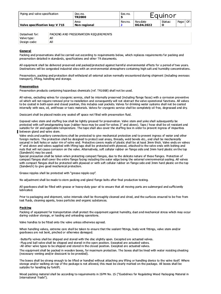 VSK V715 Packing and Preservation | PDF