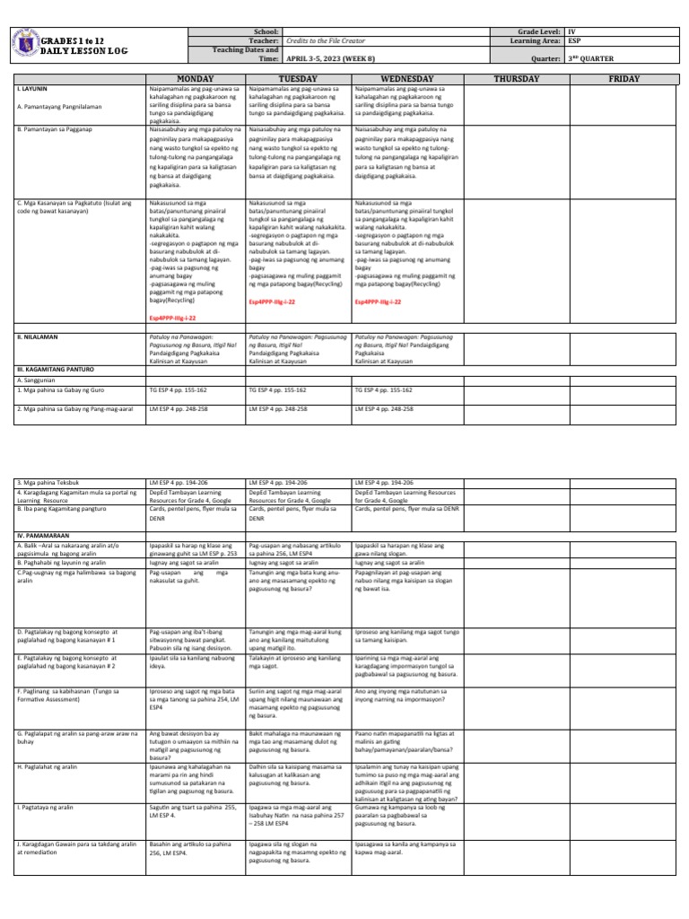 DLL Esp-4 Q3 W8 | PDF