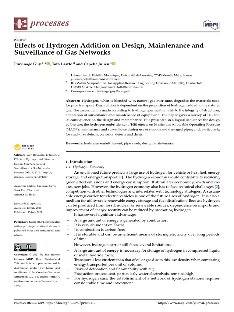 Effects of Hydrogen Addition On Design, Maintenance and Surveillance of Gas Networks | PDF ...