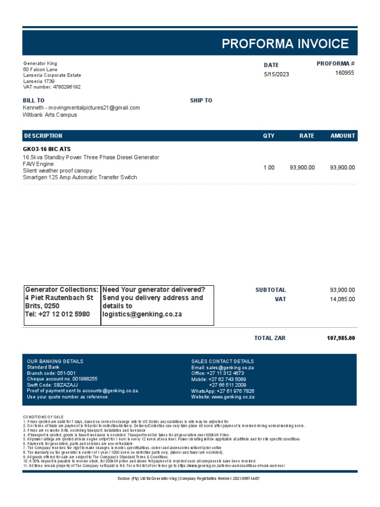 Generator Quotation | Download Free PDF | Payments | Value Added Tax