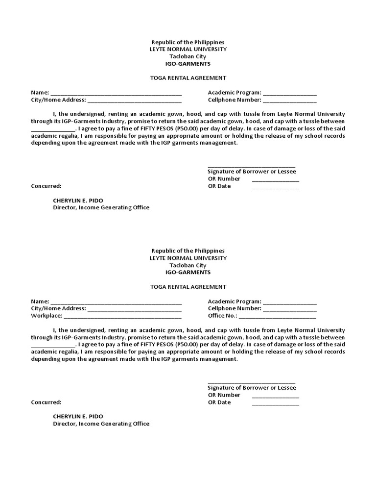 TOGA Rental-Agreement | Download Free PDF | Private Law | Business