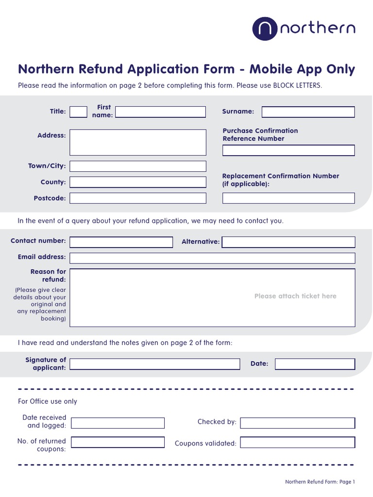Northern Refund Form App | PDF | Service Industries