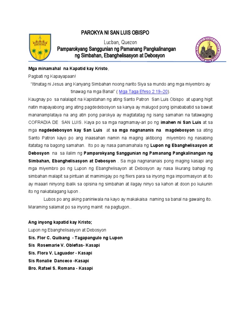 Parokya Ni San Luis Obispo | PDF