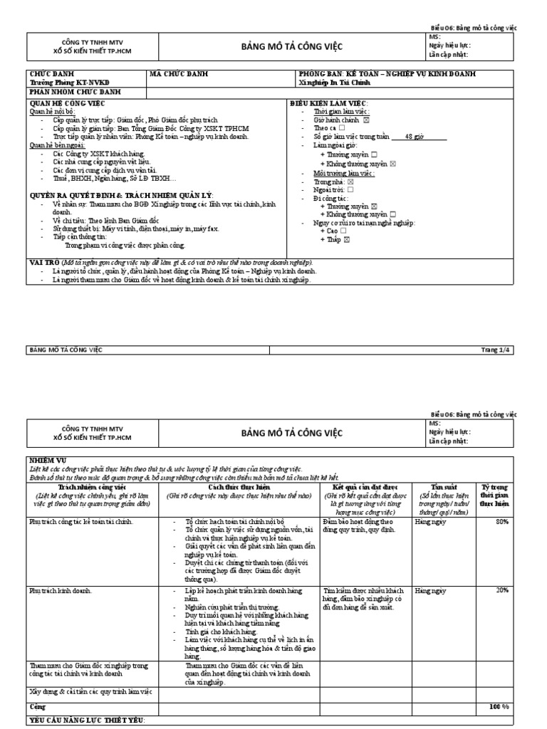 Bieu 6 Mo Ta Cong Viec TP KTNVKD | PDF