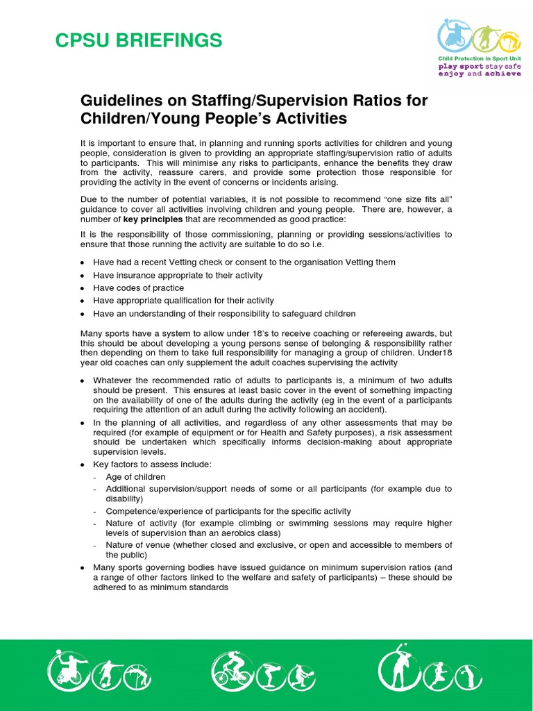 Guidelines On Staffing Supervision Ratios For Children Young Peoples ...