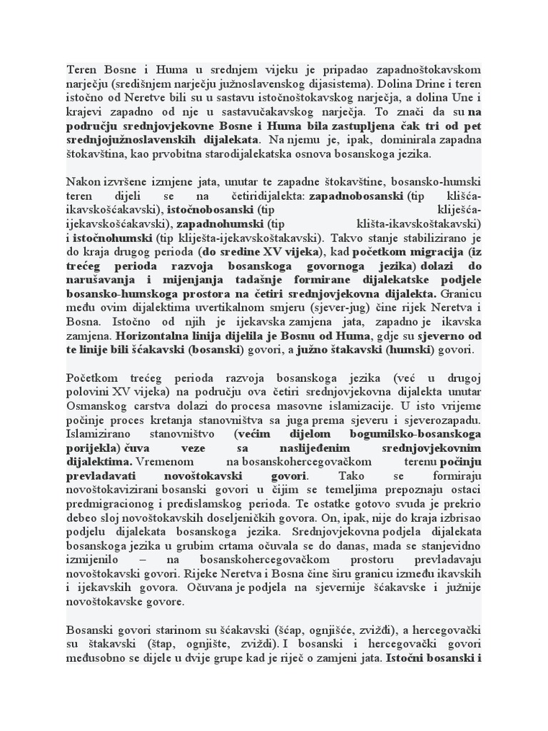 Dijalekti Bosanskog Jezika | PDF