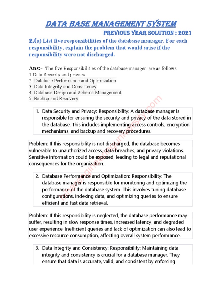 Dbms 2021 Beu Pyq Solution | PDF | Database Index | Security