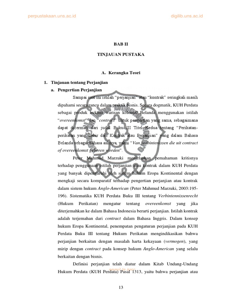 Teori Perjanjian dalam Hukum Perdata | PDF