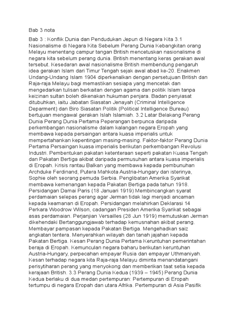 SJ f4 Notes Bab 3 | PDF